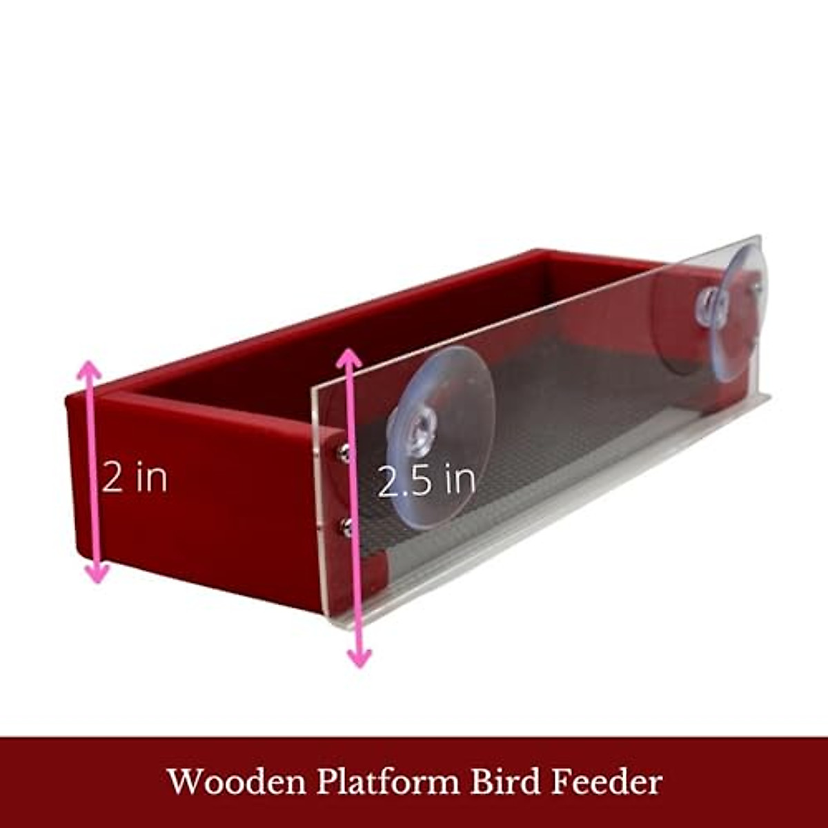 Backyard Essentials Standard Red Window Feeder with Strong Suction Cups, Platform Tray Bird Feeder