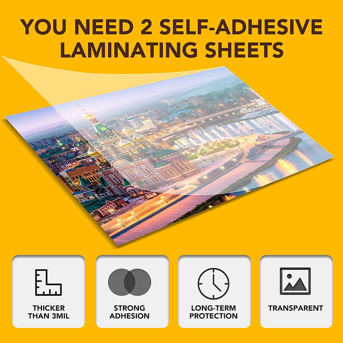25 Pack Self Adhesive Laminating Sheets, 9 X 12 Inch, Clear Sticker Laminate Sheets Waterproof for Documents, Photos, No Machine Needed Heatless Durable