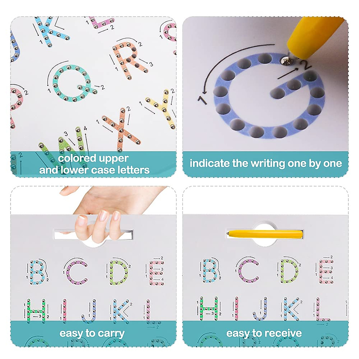 USATDD Magnetic Letters Practicing Board,Tracing ABC Alphabet Magnet Drawing Board Educational Preschool Practice Learning to Write Toys Montessori Uppercase&Lowercase Gift for Kids Toddlers