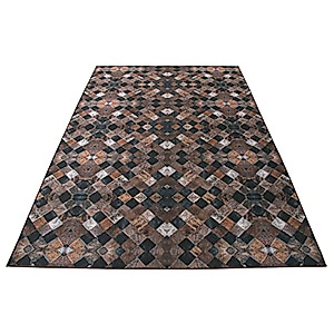Faux Cowhide Contemporary Area Rug 6x9 Patchwork Heirloom Frescoes Polyester Rug with Cotton-Canvas Backing