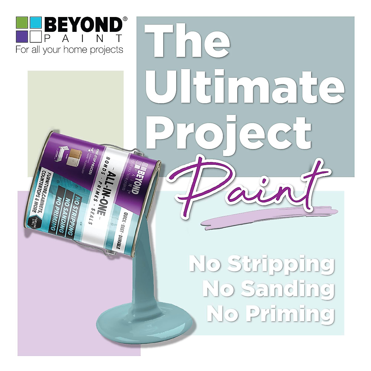 Beyond Paint All-in-One Refinishing Paint, No Sanding, Matte Finish for Cabinets, Countertops, Furniture and Doors, 1 Quart, Navy