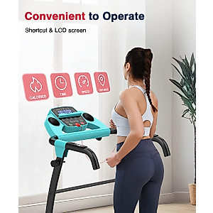 REDLIRO Electric Treadmill Foldable Exercise Walking Machince for Apartment Home/Office Jogging Compact Folding Easy Assembly 12 Preset Program 2 Wheels LCD Display