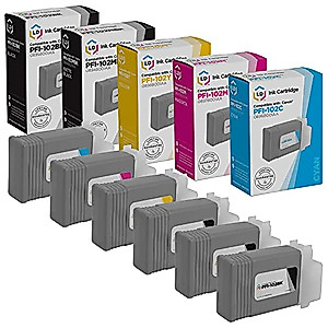 LD Compatible Ink Cartridge Replacement for Canon PFI-102 (2 Matte Black, 1 Black, 1 Cyan, 1 Magenta, 1 Yellow, 6-Pack)