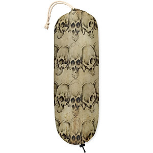 Vintage Skulls Plastic Bag Holder Cute Wall Mount Plastic Bag Organizer Reusable Large Grocery Bag Storage Dispenser for Home Kitchen Travelling 22"x9"