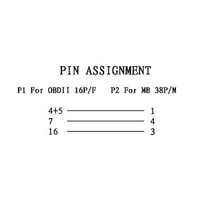 E-Car Connection Universal 38 Pin Male to 16 Pin Female OBD OBD2 Car Diagnostic Adapter Connector Cable Transfer Line for Mercedes Benz