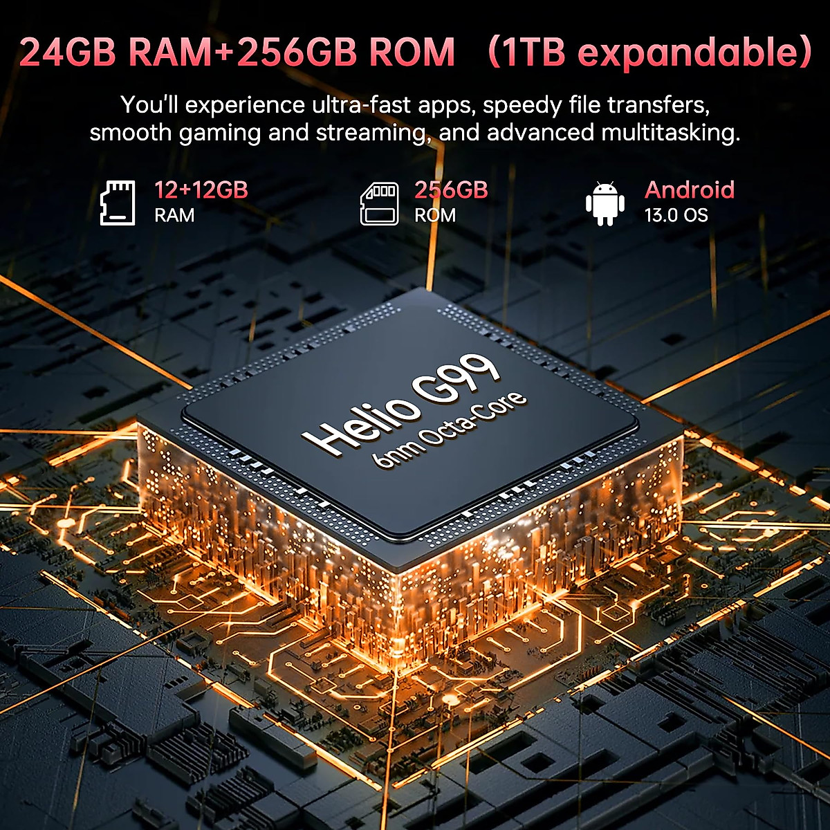 CUBOT Kingkong 9 Outdoor Rugged Phone Unlocked - 24GB RAM+256GB ROM Smartphone,100MP+32MP+24MP Night Vision Camera,10600mAh Large Battery, 6.58 Inch FHD+ Display, IP68 Waterproof Mobile Phones Black