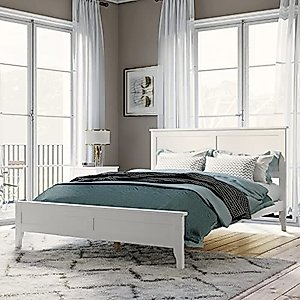 SECOLI Wooden Full Bed Frame Modern White Solid Wood Full Platform Bed