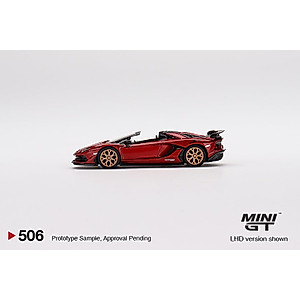 True Scale Miniatures Model Car Compatible with Lamborghini Aventador SVJ Roadster (RHD) (Rosso Efestos) Limited Edition 1/64 Diecast Model Car MGT00506