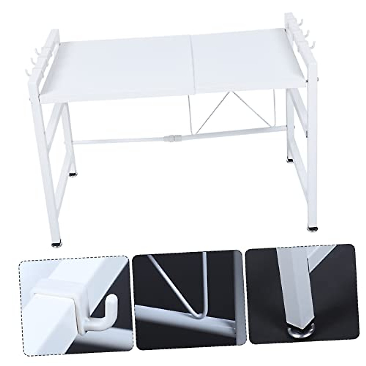 DOITOOL 1 PC Telescopic Shelf White Storage Shelf Racks for Storage Shelves Kickstand Bathroom Storage Stand Kitchenware Storage Holder Retractable Shelf Toiletries Desktop White Iron