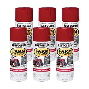 Rust-Oleum 280127-6PK Specialty Farm & Implement Spray Paint, 12 Oz, Gloss International Harvester Red, 6 Pack