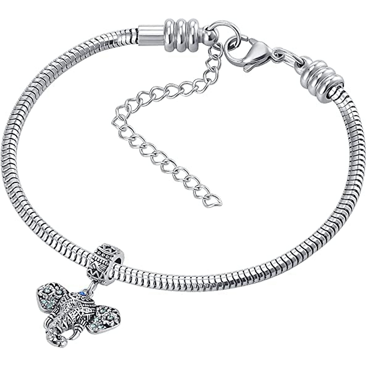 MZC Jewelry Lucky Elephant Charm for Pandora Bracelet Good Luck Animal Dangle Bead for Mom Daughter Sister Women Birthday