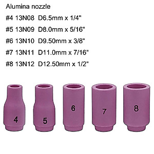 Zinger 53pcs TIG Welding Torch Stubby Gas Lens #10 Pyrex Glass Cup Kit Accessories for DB SR WP-17/18/26 TIG Welding Torch,with Cup+Back Cup+Nozzle+Collet+Collet Body+Gas Lens+Cup Gasket