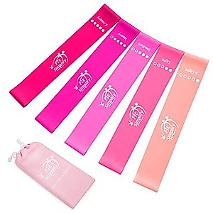 Fit Simplify Resistance Loop Exercise Bands with Instruction Guide and Carry Bag, Set of 5