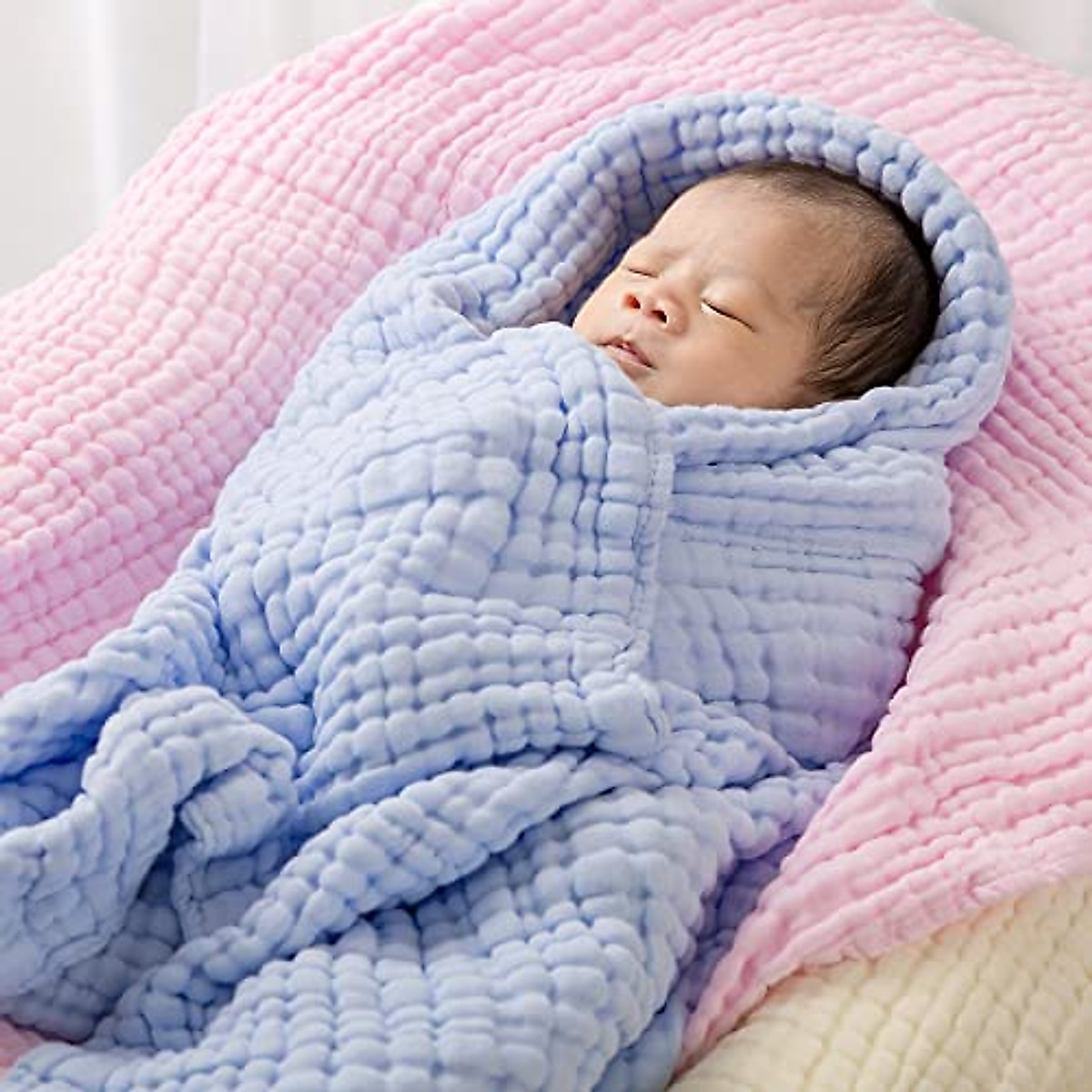L'Ange Baby-Bath Towel-9 Layer, 28 x 47 Inches, Pink, Cotton Muslin Nap Time Blanket for Toddlers, Kids & Home, Soft, Ultra Absorbent, Suitable for Delicate Skin, Medical Grade Packaging