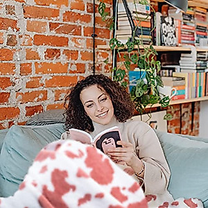 PAPER JAZZ Cartoon Cow Print Blanket, Soft Flannel Blanket Fleece Cute Cow Throw Blanket Lightweight Sofa Bed Travel Blankets for Baby Kids Adults Girls Boys Teens Gift (Pink Cow, 63x79inch)