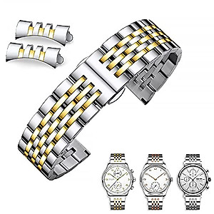Niziruoup 22mm Stainless Steel Watch Band, Universal Metal Watch Bracelet Strap Replacement Band fit Men Women Watches and SmartWatches, Stainless Steel, Two-Tone Silver Gold