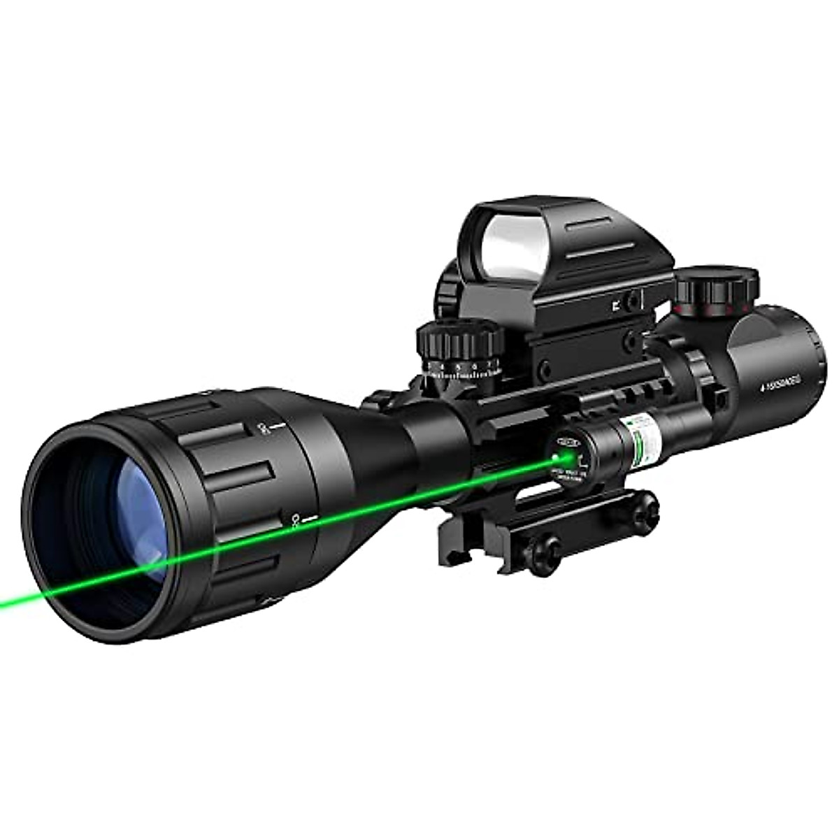 MidTen 4-16x50 AO Tactical Rifle Scope Dual Illuminated Optics & Illuminated Reflex Sight 4 Holographic Reticle Red/Green Dot Sight & Laser Sight