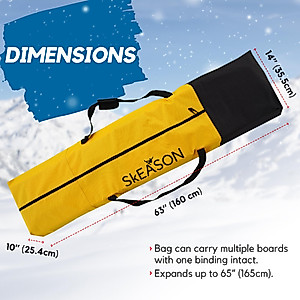 SkEASON Travel Snowboard Bag - Water Resistant Snowboard Backpack w/ 900D & 600D PVC Polyester - Snowboard Carry Case w/Strong Stitching - Snowboard Bag for Two - Helmet, Board, Boots, & More