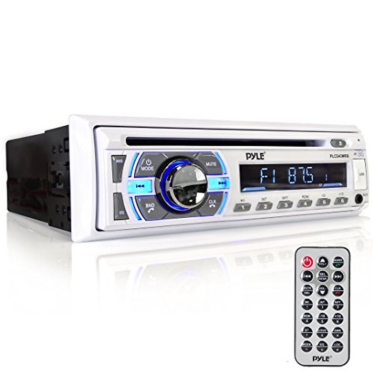 Pyle Boat Bluetooth Marine Stereo Receiver - Marine Head Unit Din Single Stereo Speaker Receiver - Wireless Music Streaming/Hands-Free Calling/CD Player/MP3/USB/AUX/ marine AM FM Radio -PLCD43MRB