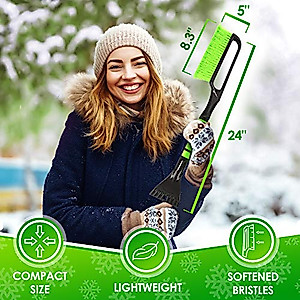 ALMA Snow Brush for Car with Ice Scraper - SOFT FOAM GRIP - Perfect Broom Snow Removal for Cars Window - Scratch Free Snow Scraper for Car - Ice Scrapers for Car Windshield ONE SOLID PIECE No Assembly