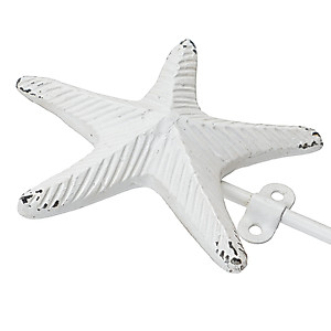 SOFFEE DESIGN Set of 4 Resin White Beach Starfish Coat Hooks, Starfish Retro Friction Process, High Load-Bearing, for Holiday Cottages, Seaside Cottages, Children's Rooms