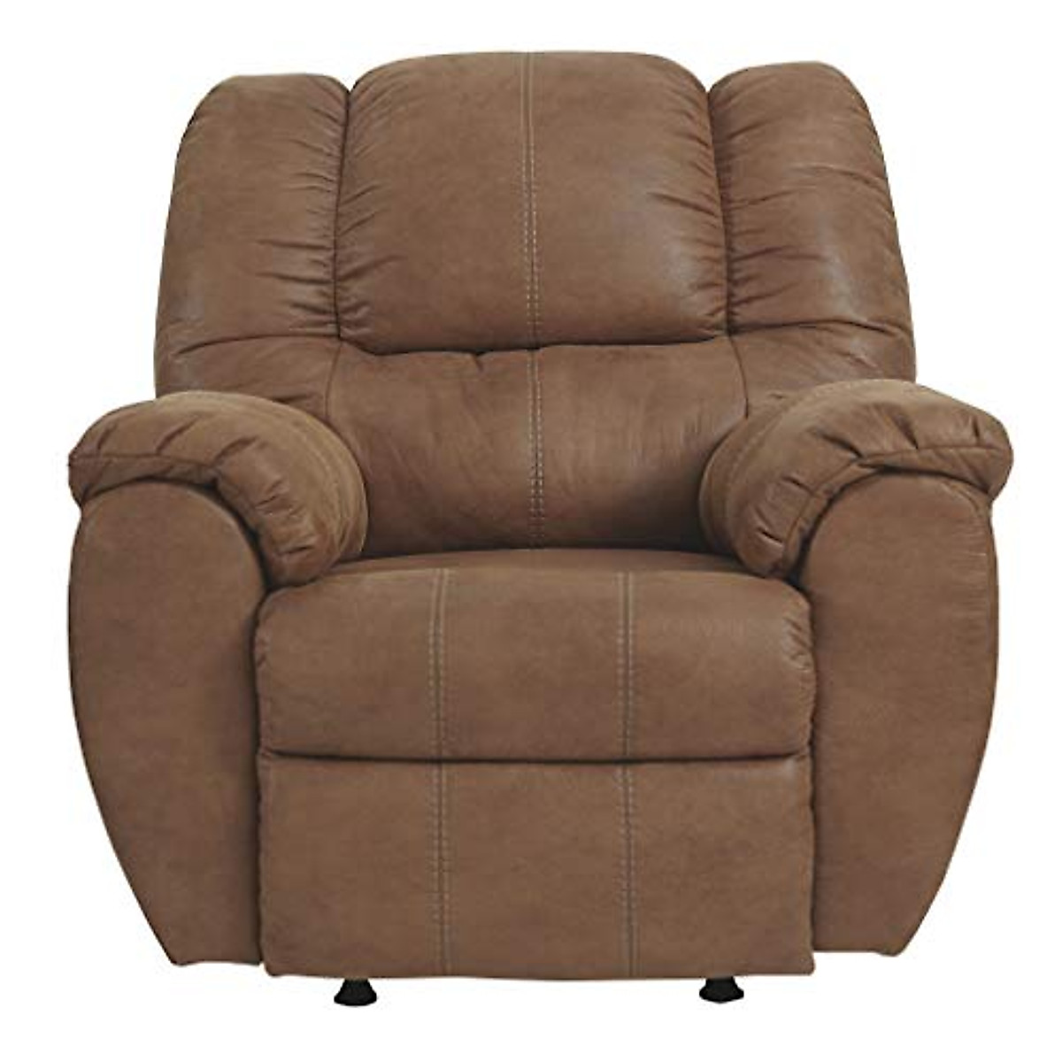 Signature Design by Ashley McGann Faux Leather Oversized Manual Rocker Recliner, Light Brown