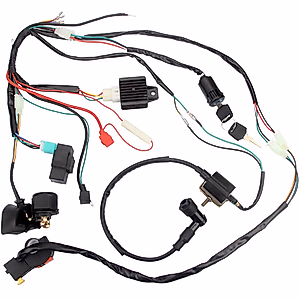 DKIIGAME Electric Start Engine Wiring Harness Coil CDI Solenoid Relay for50cc 70cc 110cc 125cc 4 Stroke ATV Pit Quad Dirt Bike Go Kart Scooter Buggy