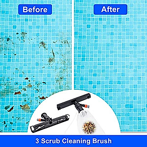 CKE Upgraded 14" Wide Portable Pool Spa Jet Vacuum Cleaner Head w/ Scrub Brushes, Leaf Bag and EZ Clip for for Above Ground Pools, Spas, Ponds, Inflatable Pools, Jacuzzi Tub-Attaches to Garden Hose