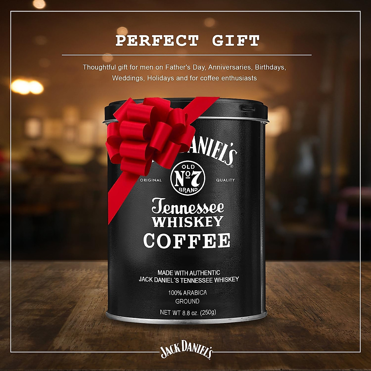 Parkway Distributors Jack Daniel’s Tennessee Ground Coffee 8.8 oz – Medium Roast, Infused with Authentic Jack Daniel's, Non-Alcoholic, Bundled with a PD Safe Ship Bag