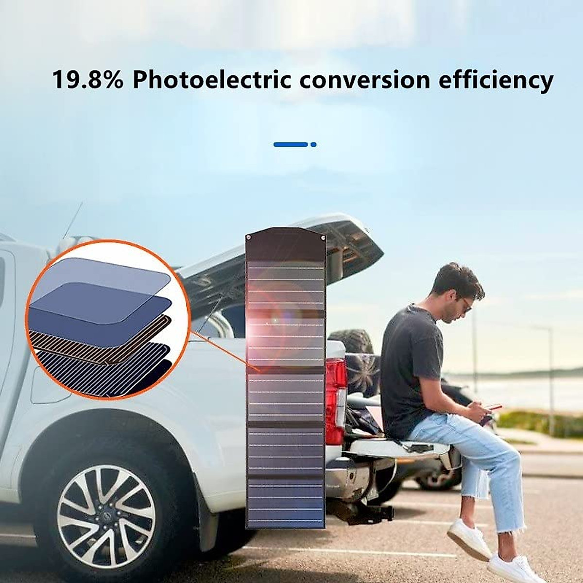 DHAEY 60W/80W/100W Portable Solar Panel(Dual 5v USB with 18v DC Output) Monocrystalline Solar Charger Foldable Solar Panel Bag for Laptop, Portable Generator, 12v Car, Boat, RV Battery etc. (Size : 6