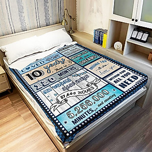 10 Year Old Boy Birthday Gift, Super Soft and Warm Happy Birthday Blanket, Digital Heartwarming Sentences Creative Design Ideal Gifts for 10th, 50"x60"