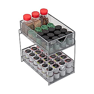 Mind Reader 2 Tier Metal Mesh Storage Baskets Organizer, Home, Office, Kitchen, Bathroom, Silver