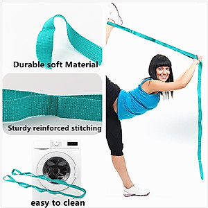 Scotamalone Stretching Strap Yoga Strap Physical Therapy for Home Workout, Exercise, Pilates and Gymnastics with Exercise Book 10 Loops Non-Elastic Stretch Bands with Aesthetic Packaging for Women & Men