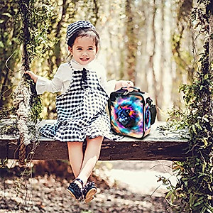 cfpolar Insulated Lunch Bag, Universe Fog Wolf Lunch Box Wide Opened Tote Reusable Lunch Container Organizer Thermal Cooler Bag with Shoulder Strap for School Office Picnic Hiking Beach Fishing