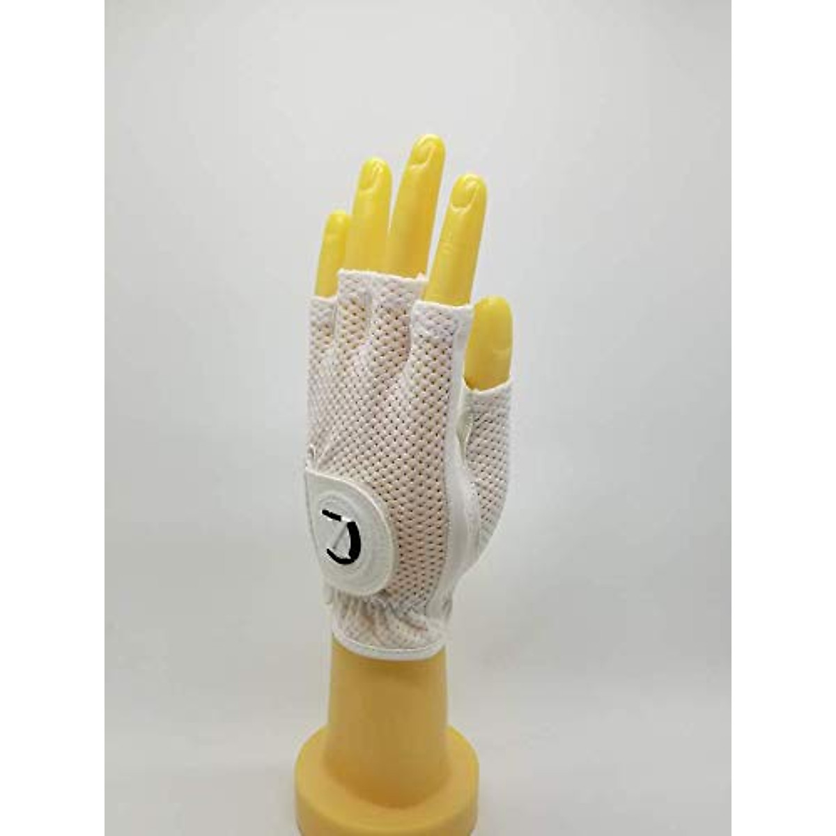 XEIRPRO Cool Skin Half Finger MESH Women's Golf Golf Gloves Worn on Left Hand with Non Slip Floral Pattern - Breathable, Flexibility, Perfect for Summer (White/White, X-Large, Worn ON Left Hand)