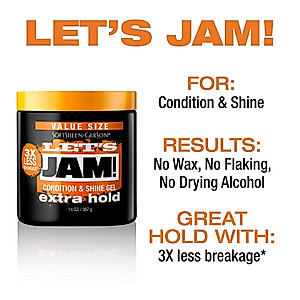 SoftSheen-Carson Let's Jam! Shining and Conditioning Hair Gel by Dark and Lovely, Extra Hold, All Hair Types, Styling Gel Great for Braiding, Twisting & Smooth Edges, Extra Hold, 14 oz