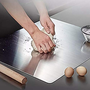 KORVOS 304 Cutting Boards, Large Stainless Steel Cutting Chopping Boards, Heavy Duty Baking Board with Lip for Kitchen, Pastry Board for Meat, Vegetables, Bread (size:23.6" X 19.6")