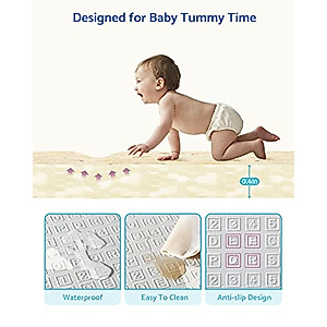 Baby Play Mat, Foldable Foam Play Mat for Floor,Waterproof Reversible Playmat for Babies and Toddlers, Infants, Kids, Edge Reinforcement Crawling Mat for Indoor Outdoor (79'' X 51'')