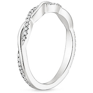 AHTAMOS Wedding Rings for Women 0.1 ct Petite Twisted Vine Moissanite Eternity Rings for Women Platinum Plated Silver Free Engraving Size 4