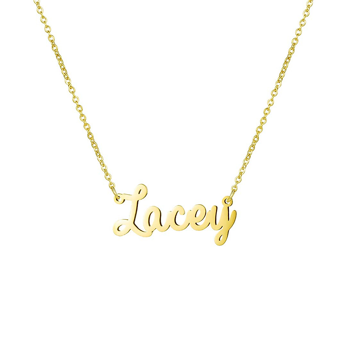 Awegift Women Jewelry Name Necklace Big Initial Gold Plated Best Friend Women Gift for Her Lacey