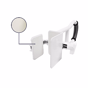 KMINA - Padded Bathtub Safety Rails for Seniors (Bathtubs with Flat Rim ≥3.5"), Adjustable Tub Grab Bars for Side of Tub, Clamp on Tub Rails for Elderly Gray