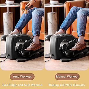 Under Desk Elliptical Machine for Seniors Rehab Electric Seated Leg Foot Pedal Exerciser Bike, Portable Trainer for Home & Office with Remote and LCD Monitor (Black)