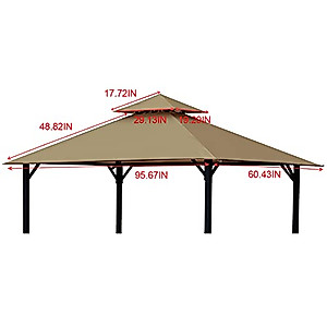 Grill Gazebo Replacement Canopy Roof - Gafrem 5x8 Outdoor BBQ Gazebo Roof Top Double Tiered Grill Shelter Cover Only Fit for Model L-GG001PST-F (Khaki)