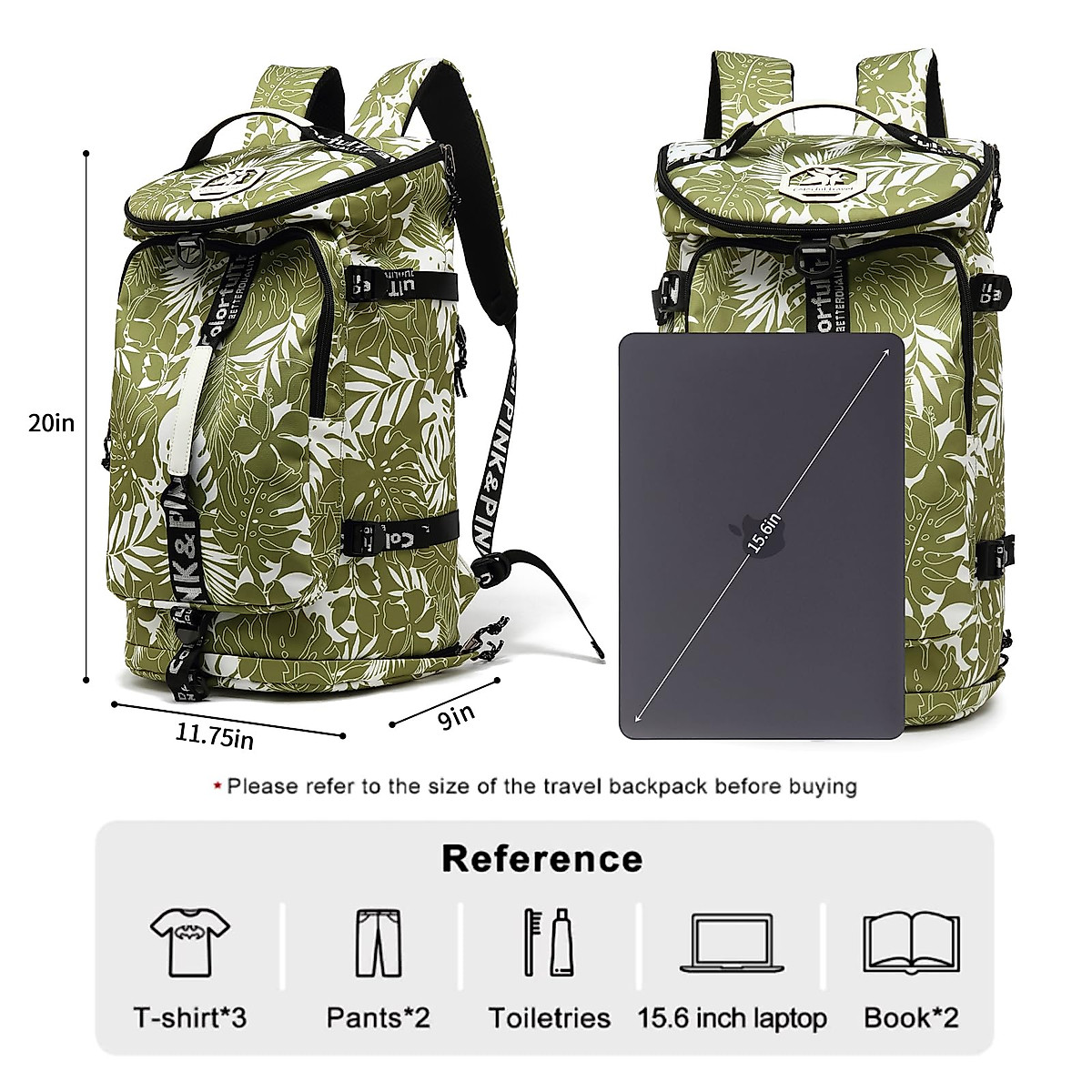 JYColofex Floral gym duffel bag backpack, fashion wrestling bag,with shoe compartment, 4 kinds of back method waterproof travel sports walking laptop Lightweight (A-Floral Green)