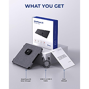 [Ultra-Fast Charging] BigBlue 20W ETFE Solar Charger with Kickstand, SolarPowa 20 Portable Solar Panel Charger with USB-A and USB-C, IP65 Waterproof, Compatible with iPhone, iPad, Samsung, LG etc.