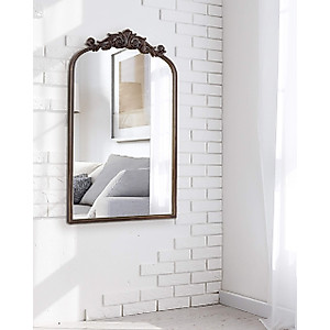 Kate and Laurel Arendahl Traditional Arch Mirror, 19 x 30.75, Antique Bronze, Baroque Inspired Wall Decor