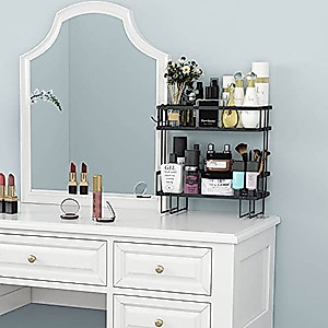 Godboat Over The Toilet Storage, 2-Tier Bathroom Organizer Shelves, Multifunctional Toilet Rack,No Drilling Space Saver with Wall Mounting Design (Black)