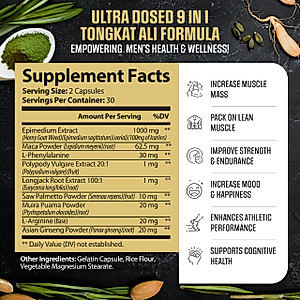 EPN Supplements | #1 Rated 9 in 1 Tongkat Ali + Horny Goat Weed | Fast Acting Blood Flow, Increase Stamina & Muscle Growth | Ultra Potent Formula for Men w/ Saw Palmetto, Maca Powder - 60 Capsules
