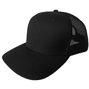 CYGTE XL, XXL Mens Oversize Extra Large Snapback Trucker Hat Mesh Adjustable Baseball Cap Blank Plain Cool Work Ball Caps for Big Heads -Black