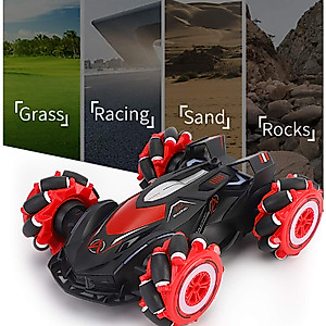 ClassicFun 1:14 Scale Large Remote Control Car,4WD Spray RC Drift Car,RC Crawler Toy Car, Monster Trucks for Boys,Girls,Kids and Adults,with 4 Motors and 3 Rechargeable Batteries (Black Red)